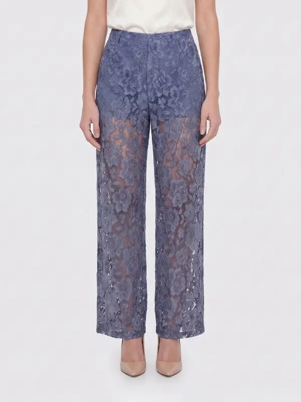 Federica Tosi Straight Leg Lace Trousers - Blue