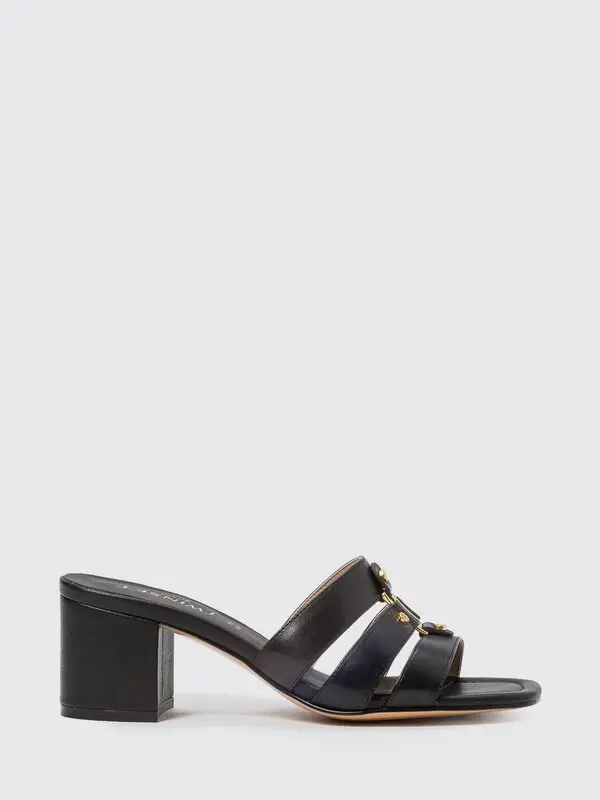 TWINSET Leather Mules With Block Heel