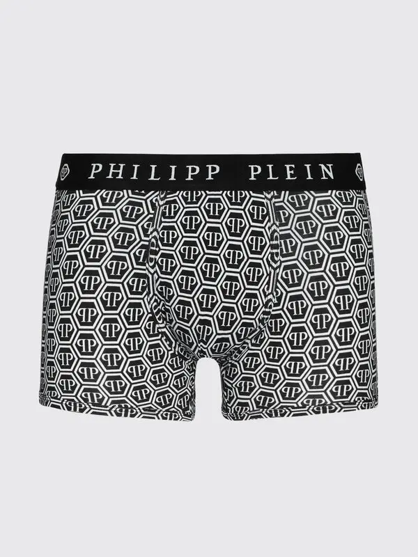 Philipp Plein Stretch Cotton Boxers With Logo - Black