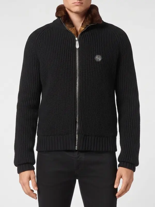 Philipp Plein Shearling Wool Cardigan