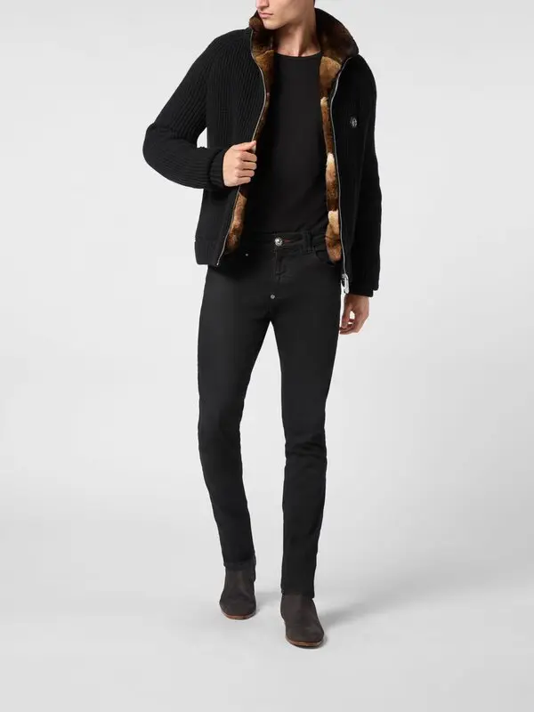 Philipp Plein Shearling Wool Cardigan