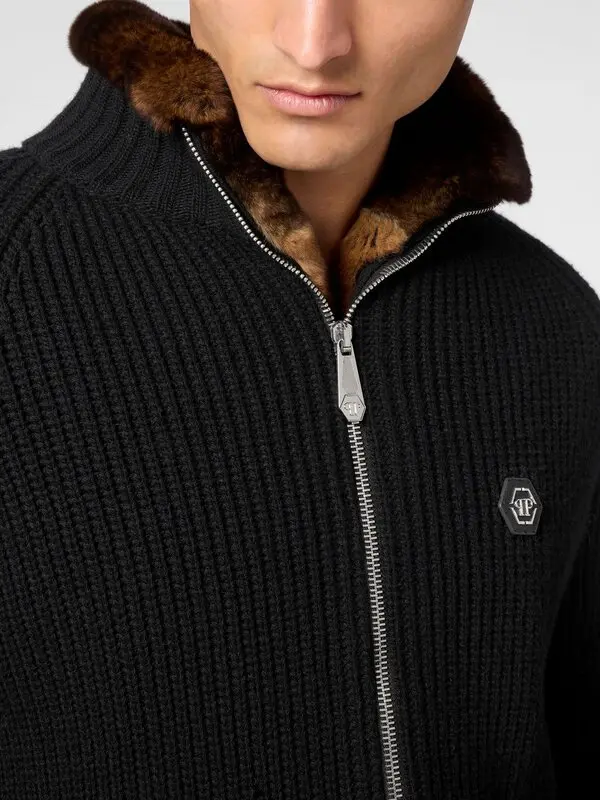 Philipp Plein Shearling Wool Cardigan