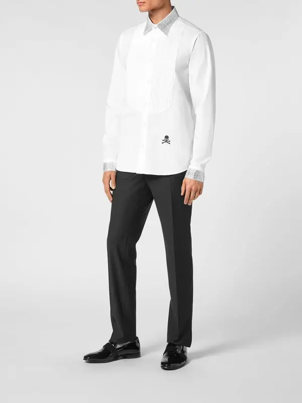 Philipp Plein Cotton Shirt With Jewel Collar