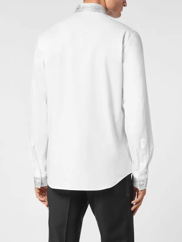 Philipp Plein Cotton Shirt With Jewel Collar