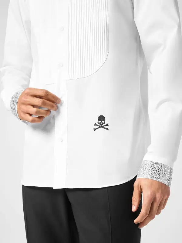 Philipp Plein Cotton Shirt With Jewel Collar