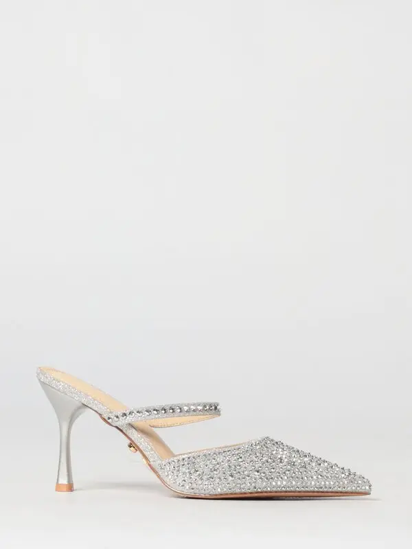 TWENTY FOURHAITCH Glitter And Rhinestone Embellished Stiletto Mules - Silver