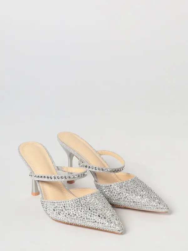TWENTY FOURHAITCH Glitter And Rhinestone Embellished Stiletto Mules - Silver