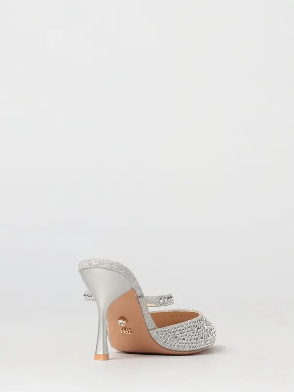 TWENTY FOURHAITCH Glitter And Rhinestone Embellished Stiletto Mules - Silver