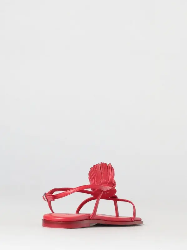 VIC MATIE Leather Thong Sandals With Tassels - Red