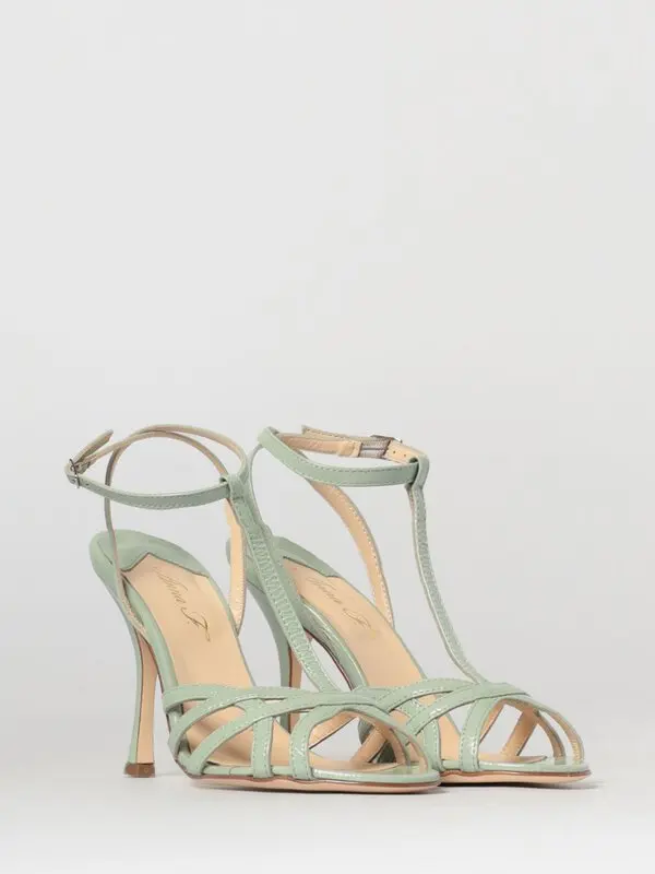 ANNA F. Patent Leather Sandal - Sage