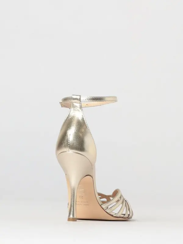 ANNA F. Laminated Leather Stiletto Sandals - Platinum