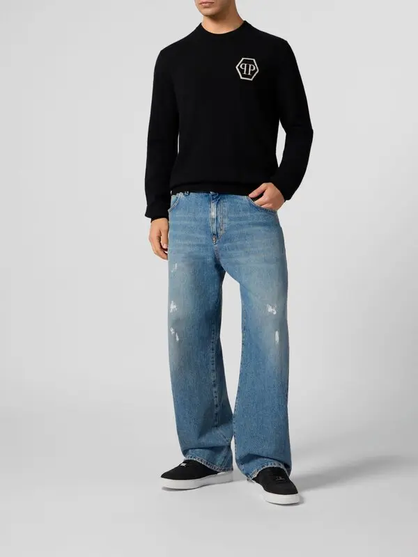 Philipp Plein Cashmere Crew Neck Sweater - Black