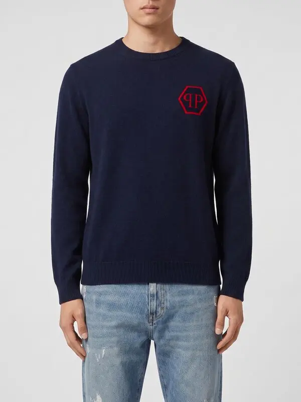 Philipp Plein Embellished Logo Sweater - Navy