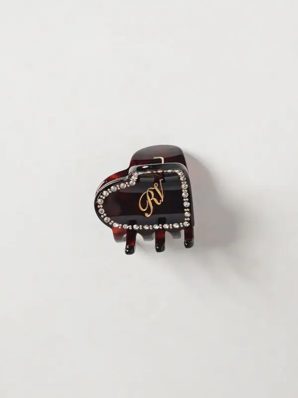 ROGER VIVIER Heart Hair Clip With Rhinestones - Brown