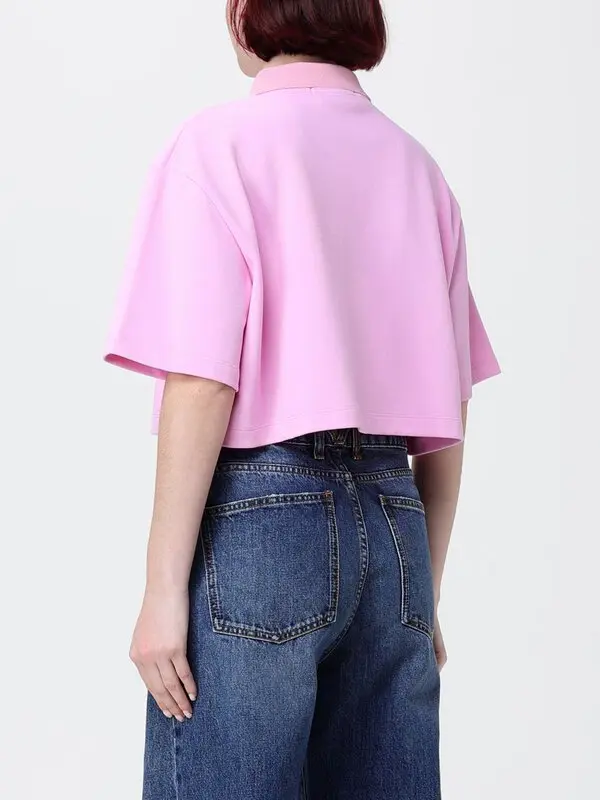 MSGM Cropped Cotton Polo Shirt - Pink