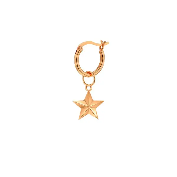 TRUE ROCKS 18kt Plated Sterling Silver Mini Star Charm Hoop Earring - Rose Gold