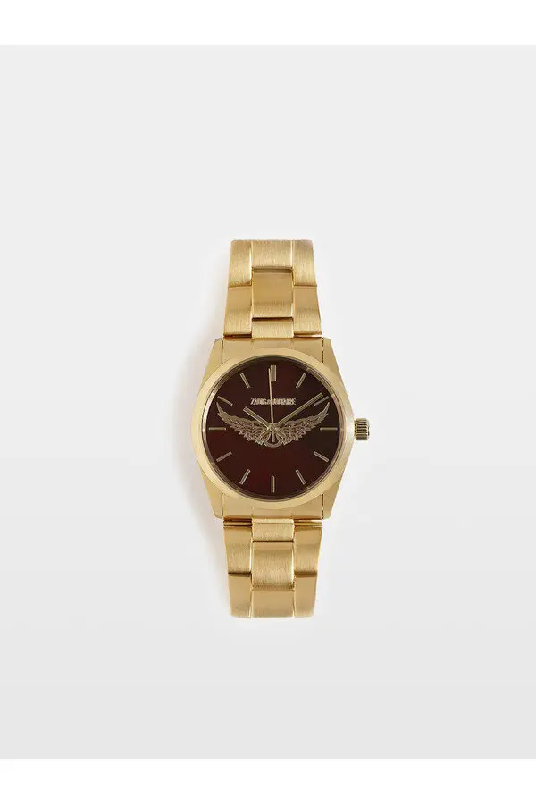 Zadig&Voltaire Stainless Steel Watch With Wing Motif - Gold