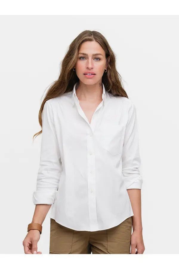 SARAH ALEXANDRA White Stretch Broadcloth Weekend Shirt