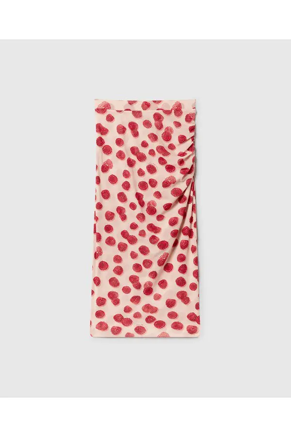 Stella McCartney Raspberry Print Mesh Midi Skirt - Red