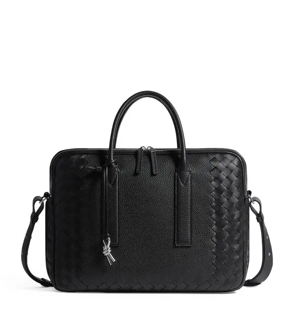 Bottega Veneta Intrecciato Leather Briefcase - Grey