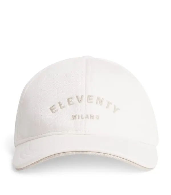 Eleventy Cotton Baseball Cap With Embroidered Logo - Ivory