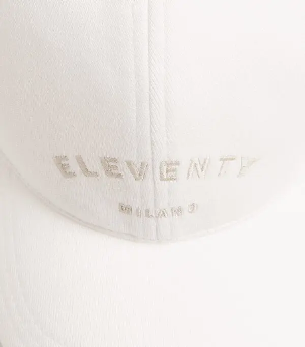 Eleventy Cotton Baseball Cap With Embroidered Logo - Ivory