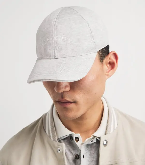Eleventy Cotton Baseball Cap With Embroidered Logo - Grey