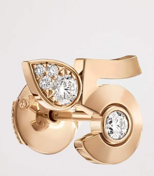 Chanel Extrait De N°5 Stud Earrings With Diamonds In 18k Gold