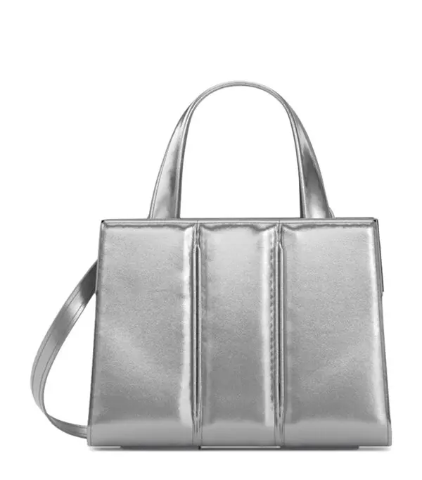 Max Mara Metallic Leather Top-handle Bag - Silver