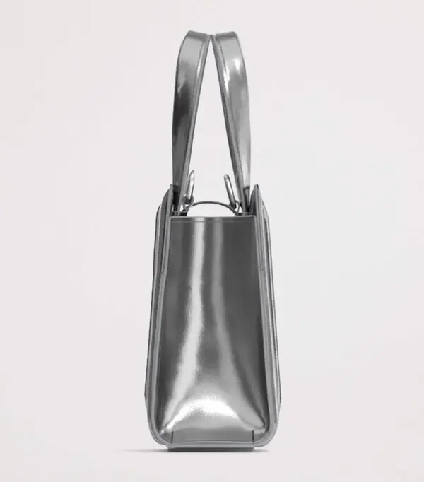 Max Mara Metallic Leather Top-handle Bag - Silver