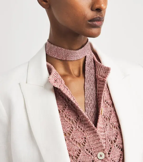 Eleventy Skinny Scarf In Silk-linen Blend