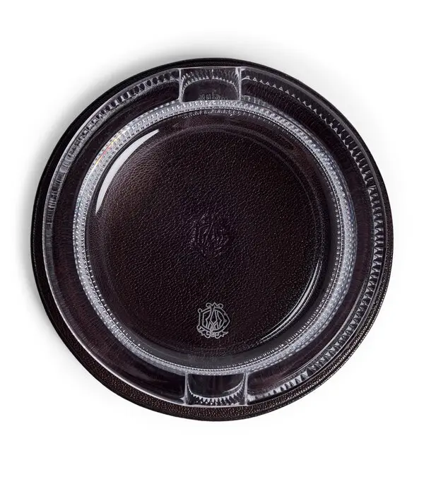 Dunhill Crystal Ashtray With Leather Base