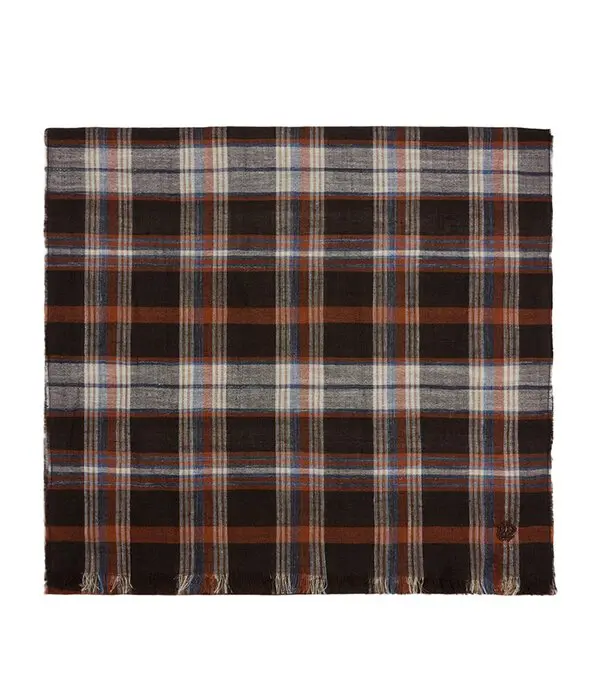 Dunhill Wool-linen-silk Tartan Scarf - Brown