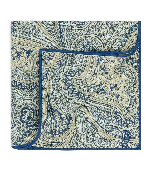 Dunhill Mulberry Silk Paisley Pocket Square - Grey