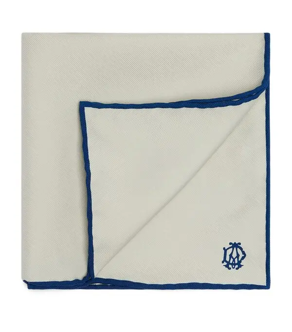 Dunhill Mulberry Silk Cypher Logo Pocket Square - Grey
