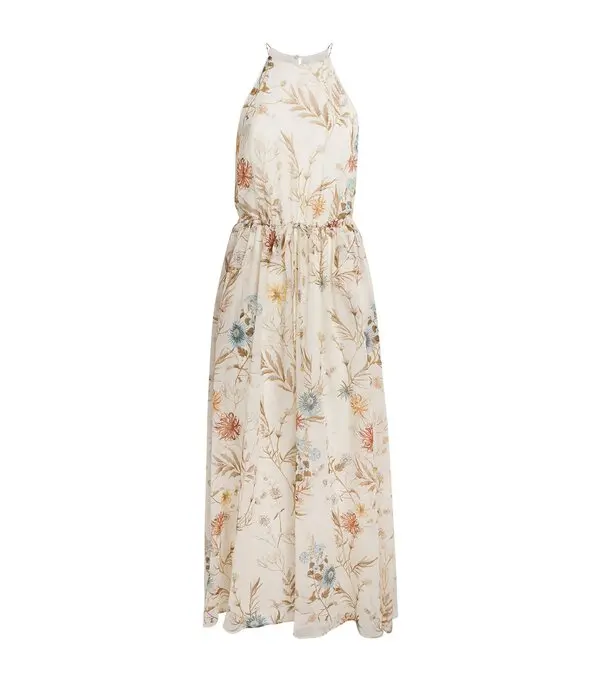 Eleventy Floral Print Silk Maxi Dress