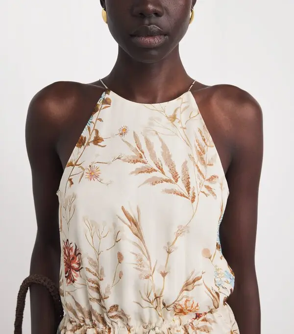 Eleventy Floral Print Silk Maxi Dress