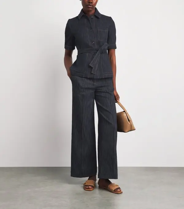 Eleventy Cotton-blend Belted Blouse