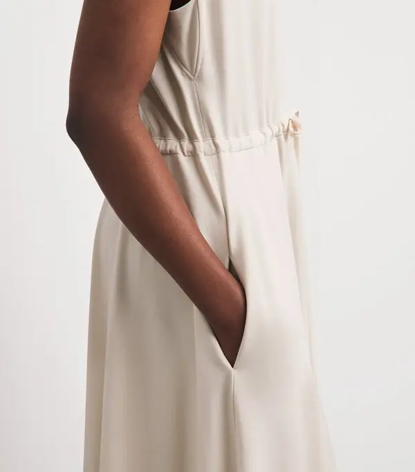 Eleventy Stretch-jersey Zip-up Maxi Dress With Drawstring Waist