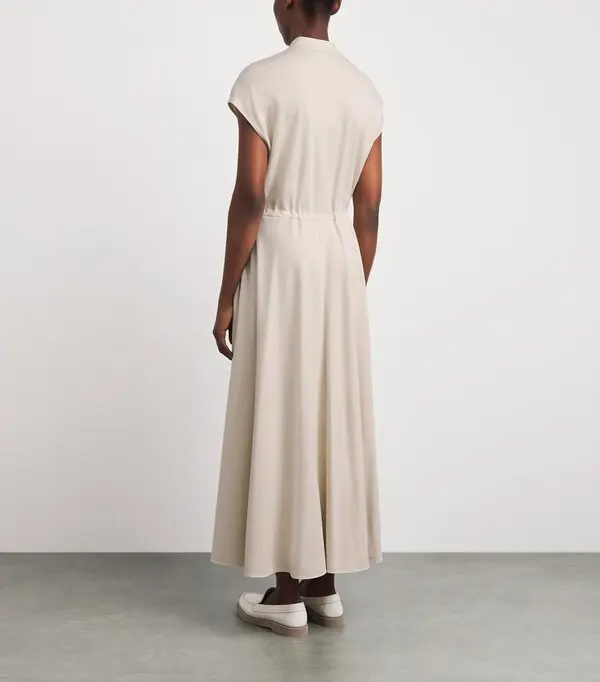 Eleventy Stretch-jersey Zip-up Maxi Dress With Drawstring Waist