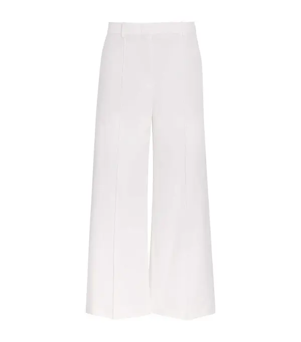 Eleventy Cropped Wide-leg Stretch-cotton Trousers