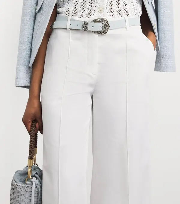 Eleventy Cropped Wide-leg Stretch-cotton Trousers