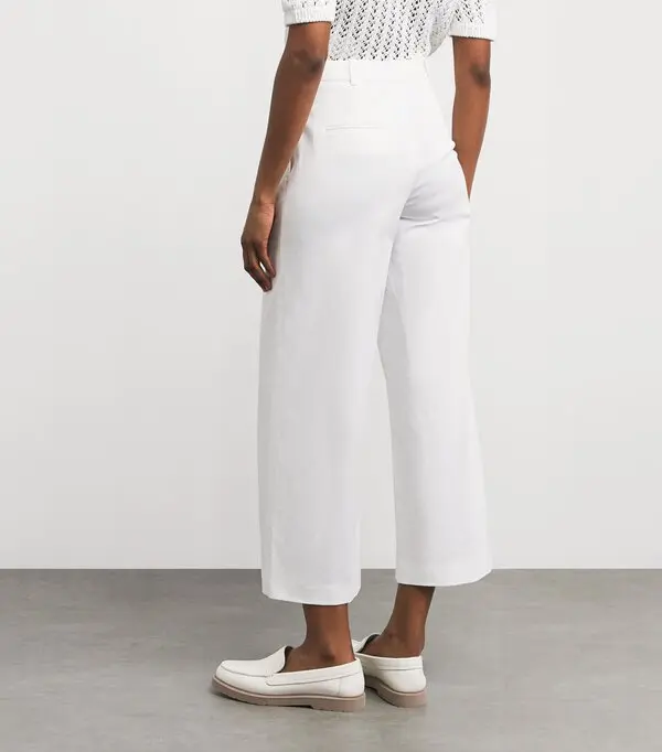 Eleventy Cropped Wide-leg Stretch-cotton Trousers