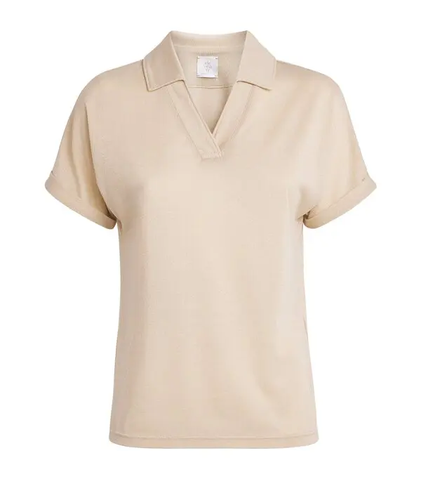 Eleventy Metallic Thread Polo Shirt - Beige