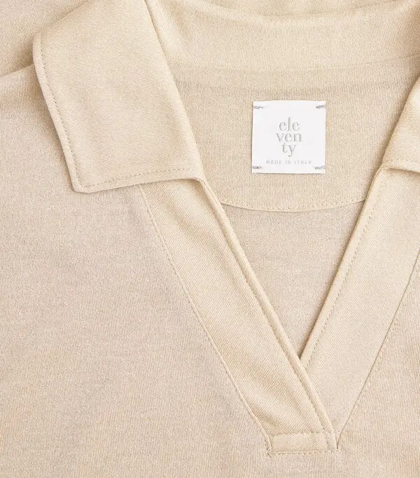Eleventy Metallic Thread Polo Shirt - Beige