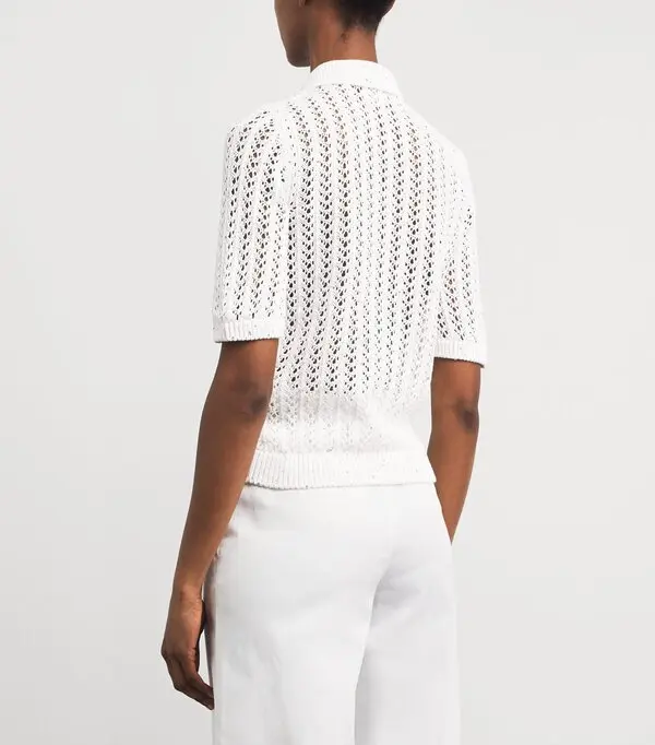 Eleventy Cotton-linen Blend Cardigan With Metallic Detail - White