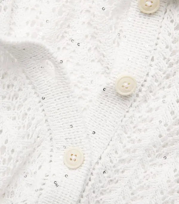 Eleventy Cotton-linen Blend Cardigan With Metallic Detail - White