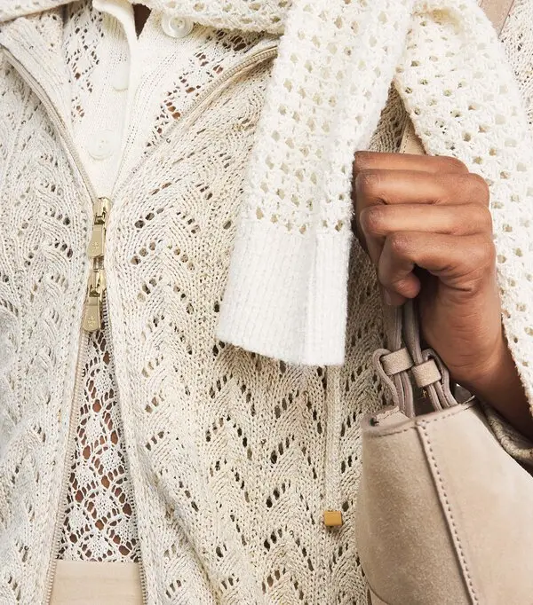 Eleventy Cotton-linen Blend Knitted Zip-up Cardigan - Ivory