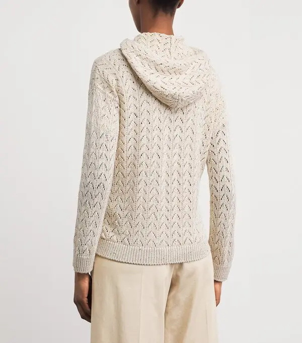 Eleventy Cotton-linen Blend Knitted Zip-up Cardigan - Ivory
