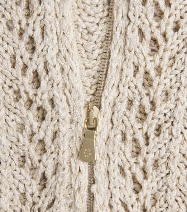 Eleventy Cotton-linen Blend Knitted Zip-up Cardigan - Ivory